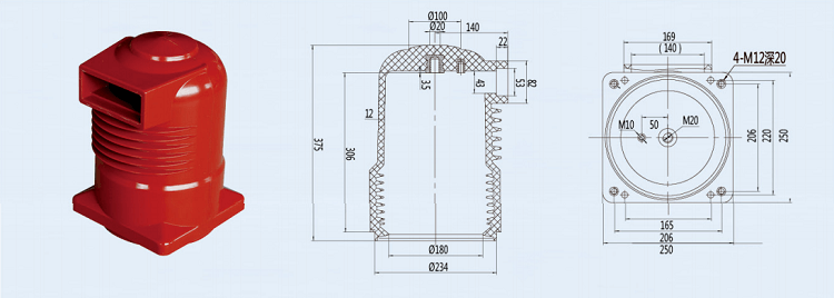 High voltage 3 poles Insulated Contact Box 24KV Epoxy Resin Insulation ...